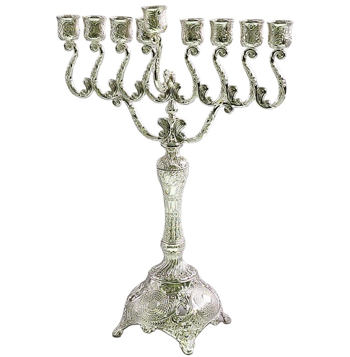 חנוכיה פיליגרן מוכספת מידות 25X34 ס"מ - שמחי ובניו