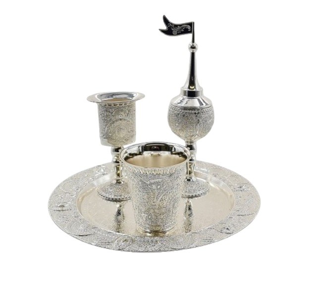 סט הבדלה פיליגרן מוכסף גביע חזון - שמחי ובניו