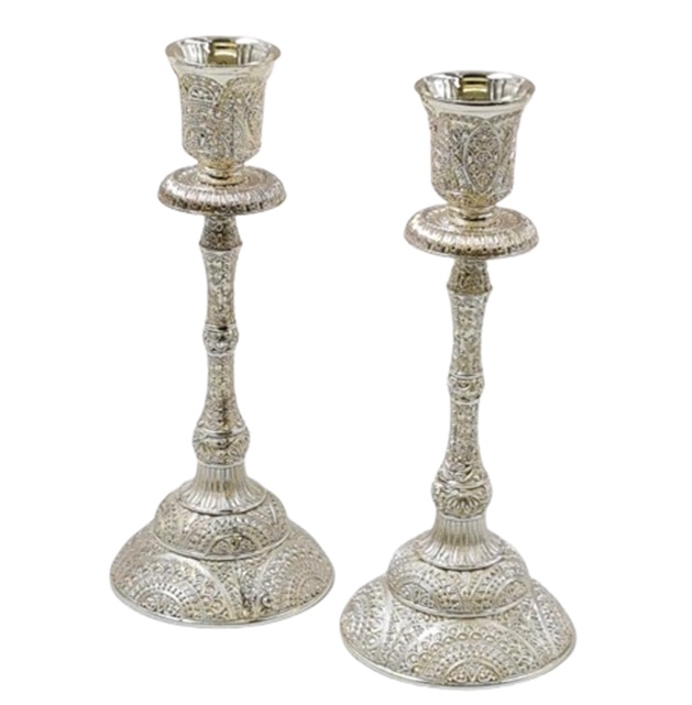 זוג פמוט פיליגרן 19 ס"מ סדרת סילבר - שמחי ובניו