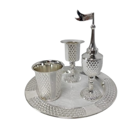 סט הבדלה מעויינים כסף ואמייל - שמחי ובניו