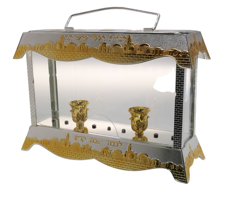 חנוכיה תיבה משולבת כסף זהב במידות 26x37x13 ס"מ - שמחי ובניו