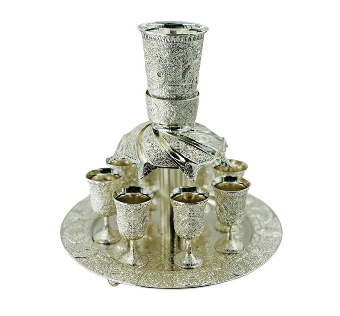 סט מזיגה מוכסף פיליגרן סדרת אטלס 8 כוסות - שמחי ובניו